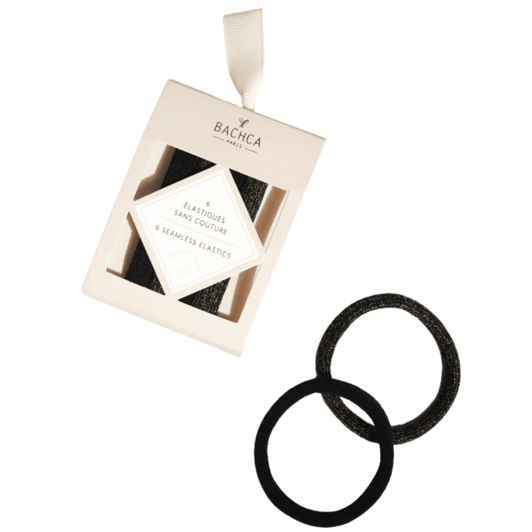 Bachca - Seamless Black Hair Elastics x 6 – The French Pharmacy